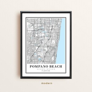 Pompano Beach Florida Map, Pompano Beach FL Map, Pompano Beach City Map, Pompano Beach Print ...