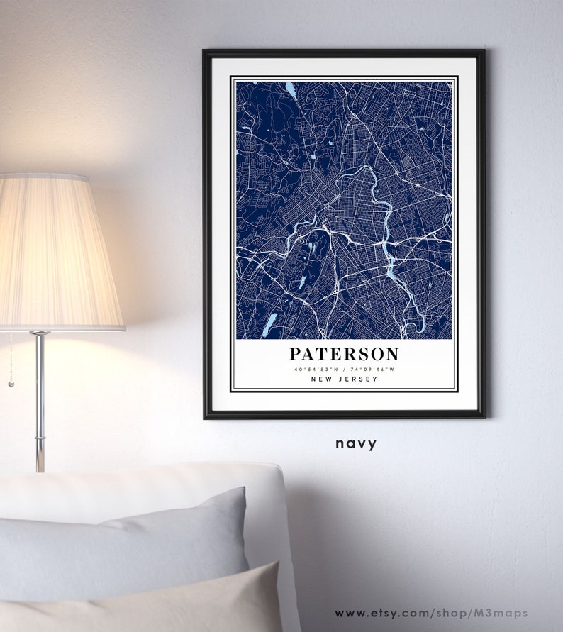 Paterson New Jersey Map Paterson NJ Map Paterson City Map | Etsy