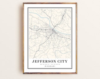 Retro Jefferson City Missouri Street Map Classic Maps of American ...