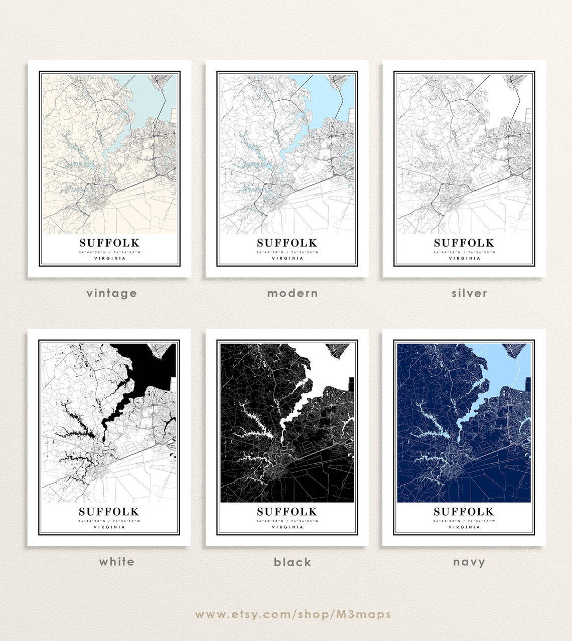 Suffolk Virginia Map Suffolk VA Map Suffolk City Map | Etsy
