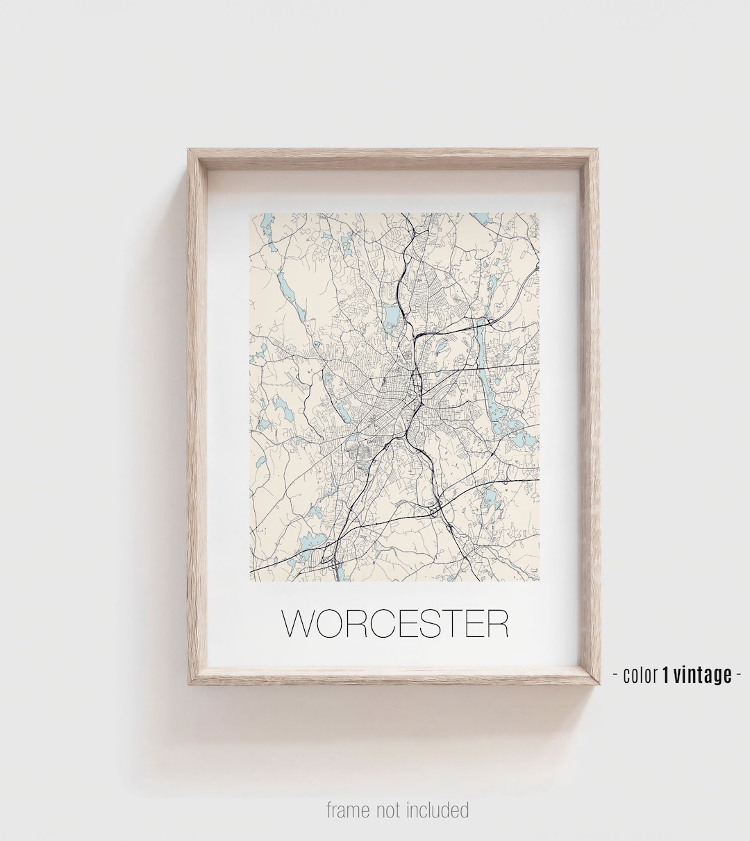 WORCESTER MA City Map Poster, Worcester Massachusetts Street Map Print ...