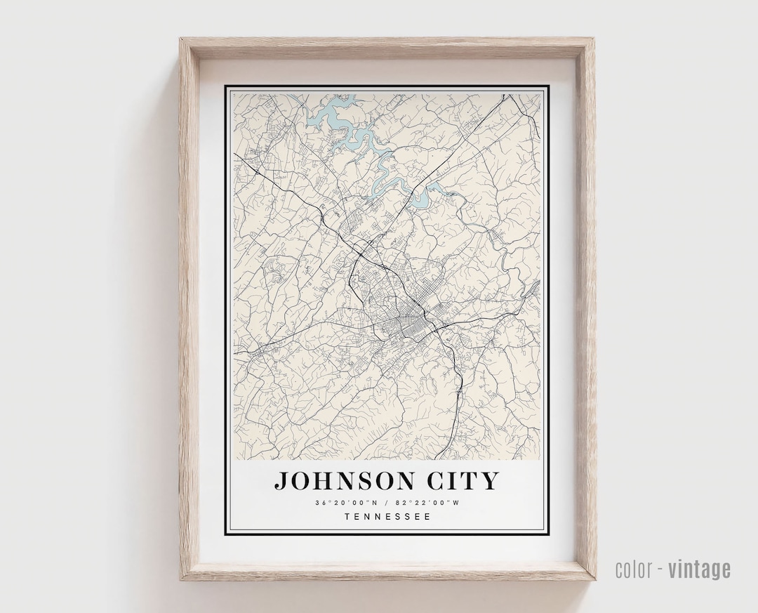 Johnson City TN Map Print - Johnson City Tennessee City Poster ...
