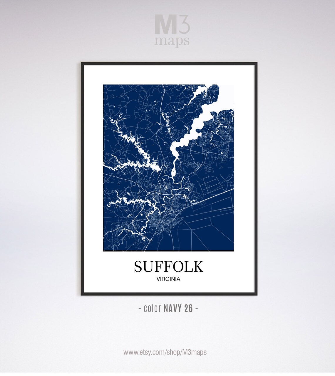 Suffolk Suffolk VA Map Suffolk Modern Art Print Suffolk | Etsy