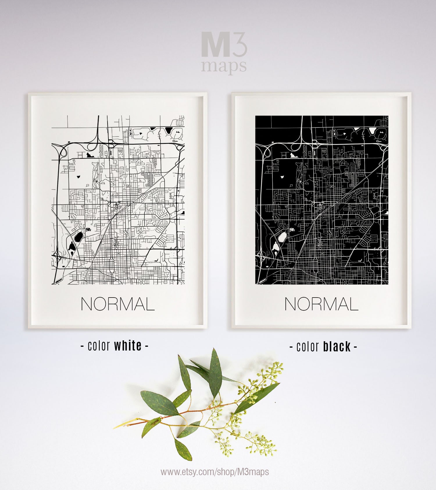 Normal Illinois Normal IL Map Normal Map Normal Print | Etsy