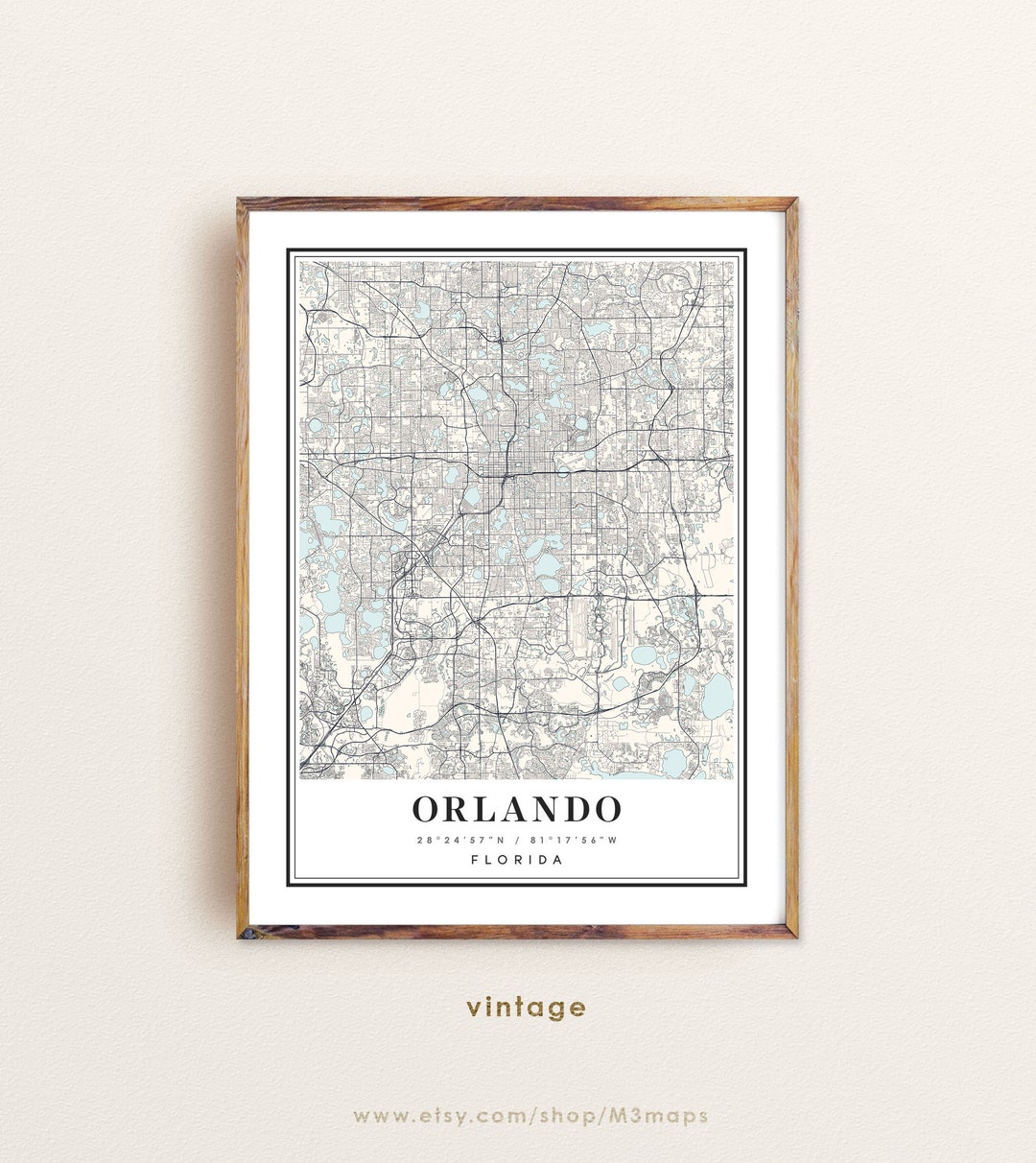 Orlando Florida Map, Orlando FL Map, Orlando City Map, Orlando Print ...