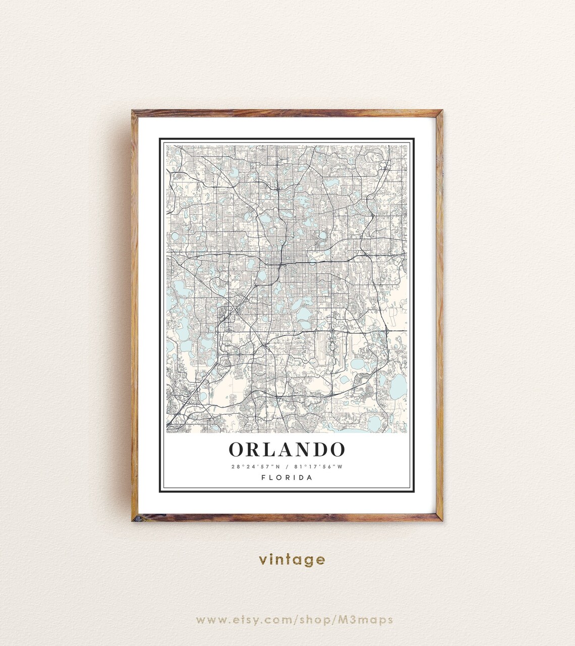 Orlando Florida Map Orlando FL Map Orlando City Map Orlando - Etsy