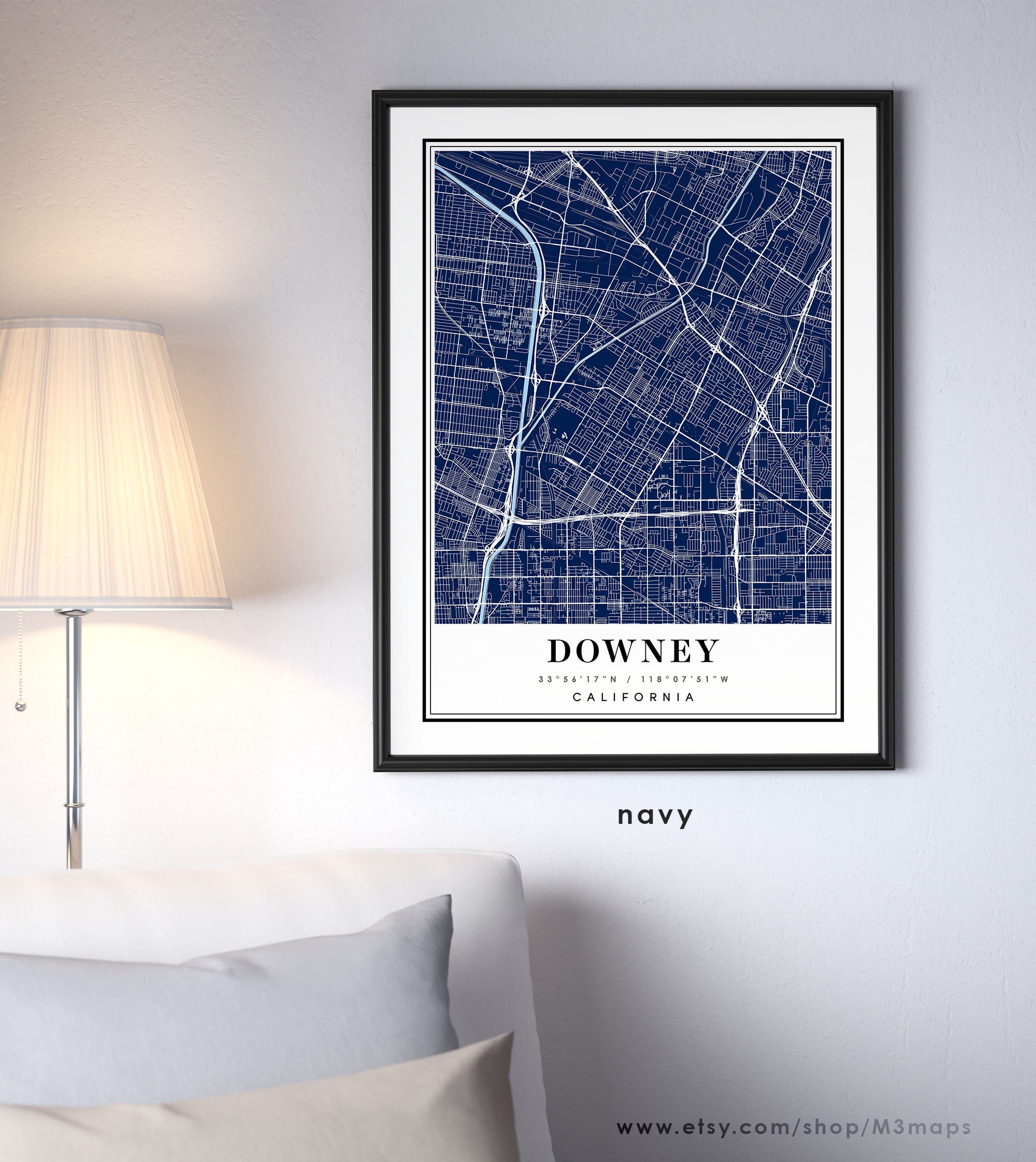 Downey California Map Downey CA Map Downey City Map Downey | Etsy