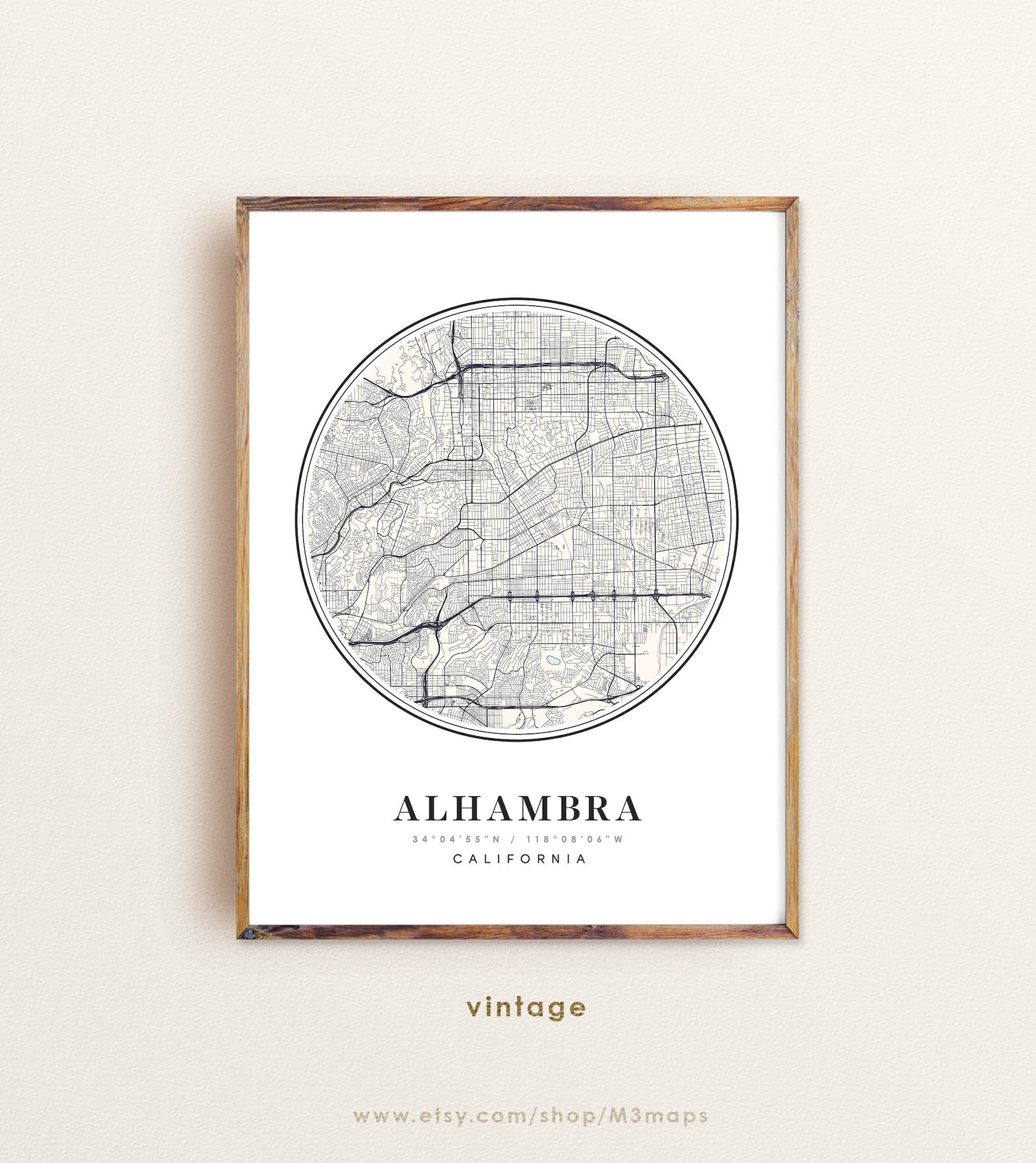 Alhambra Map California Alhambra CA Map Alhambra Print - Etsy