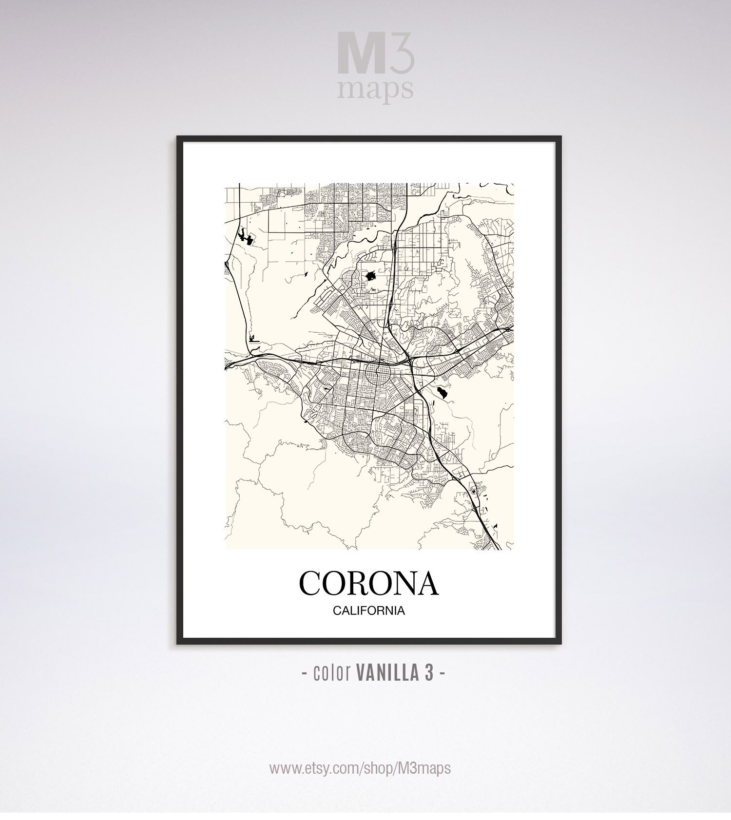 Corona Corona CA Map Corona Modern Art Print Corona Wall - Etsy