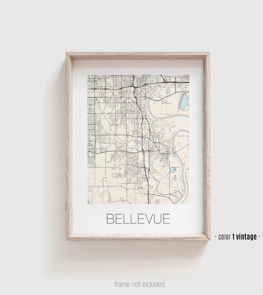 BELLEVUE NE City Map Poster, Bellevue Nebraska Street Map Print ...