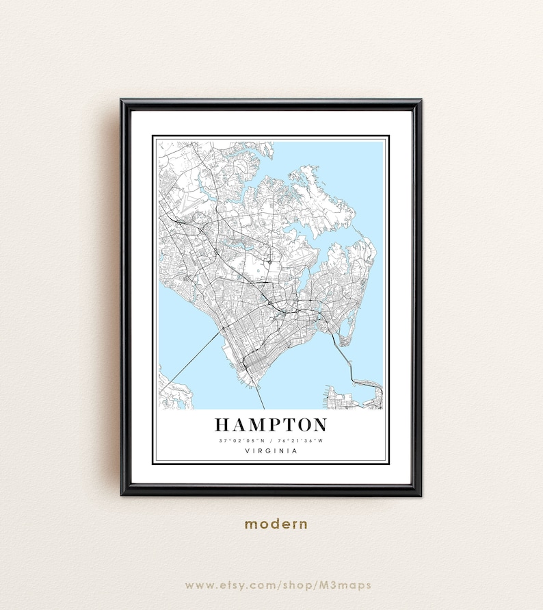 Hampton Virginia Map Hampton VA Map Hampton City Map - Etsy