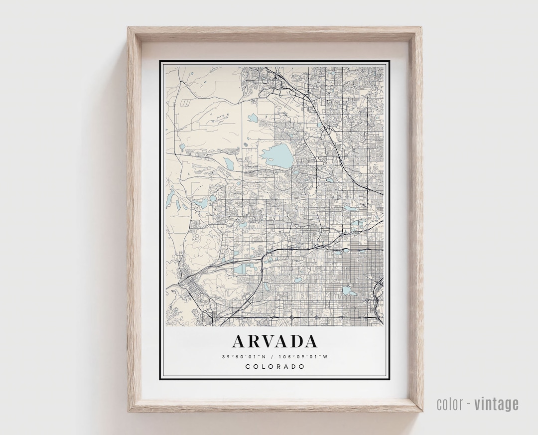 Arvada CO Map Print Arvada Colorado City Poster Personalized Modern and ...