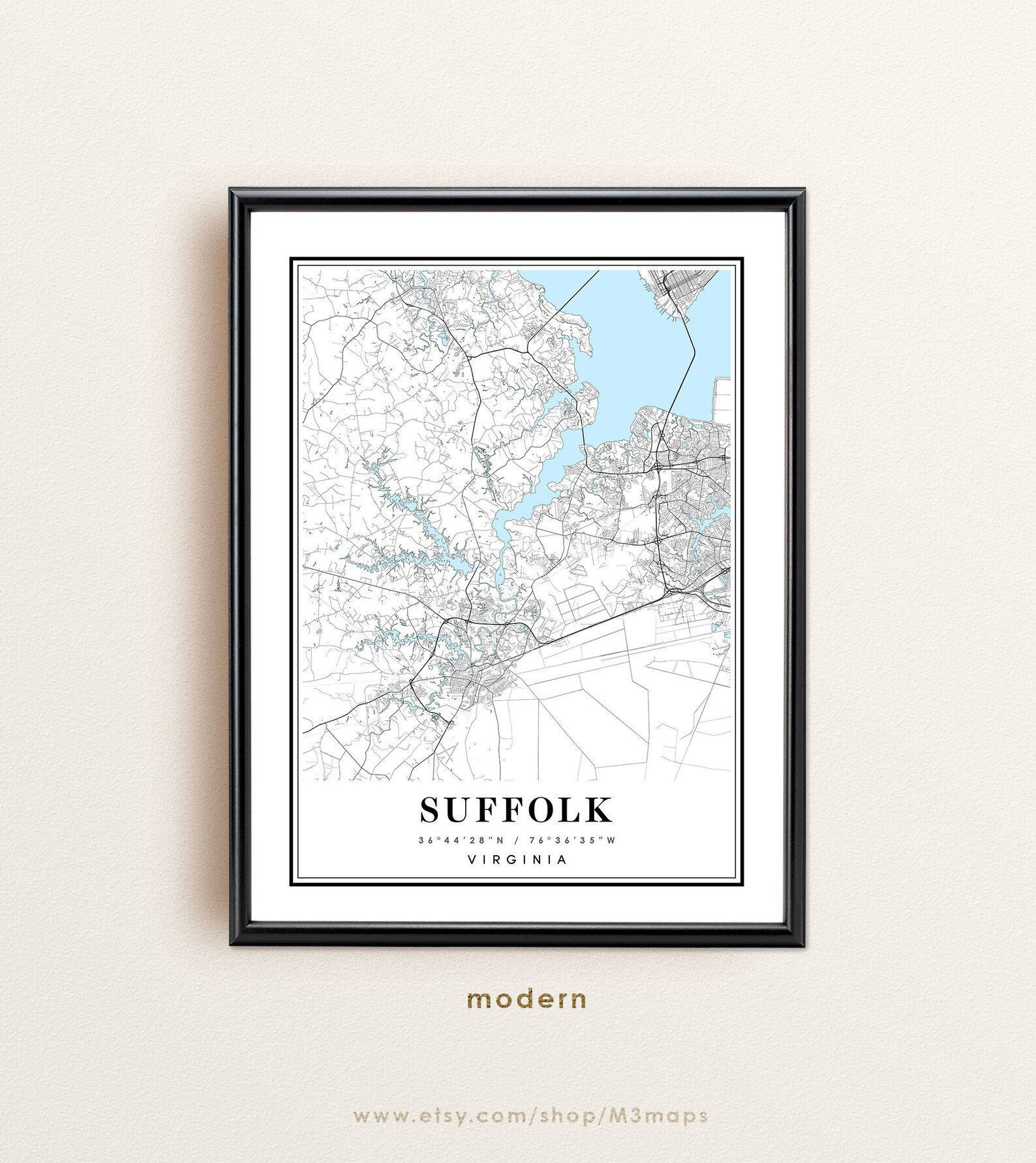 Suffolk Virginia Map Suffolk VA Map Suffolk City Map - Etsy