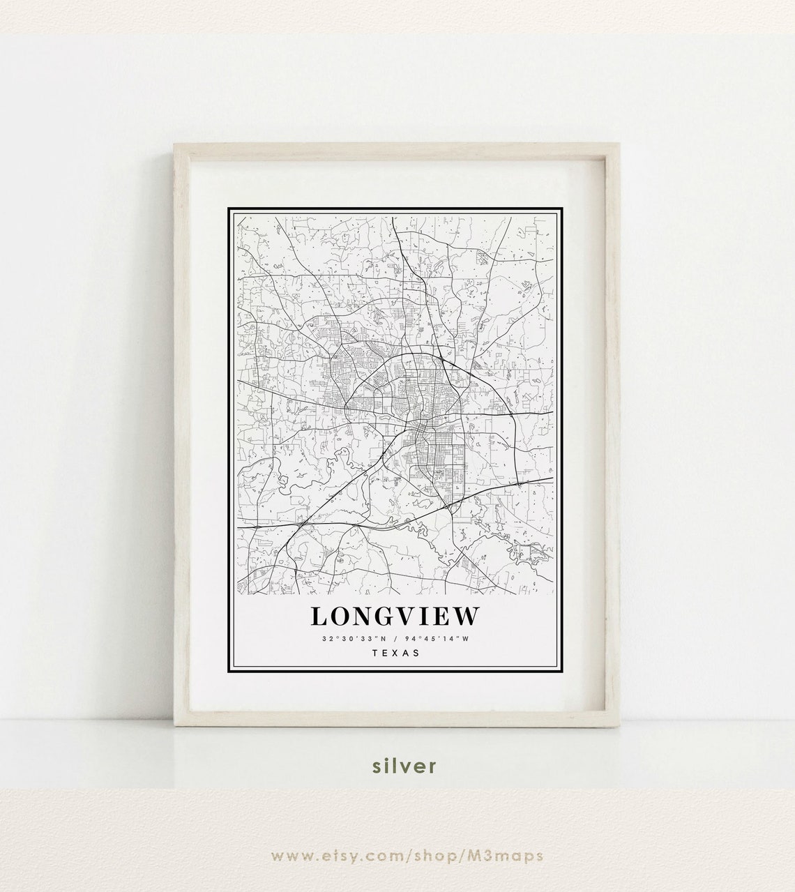 Longview Texas Map Longview TX Map Longview City Map - Etsy