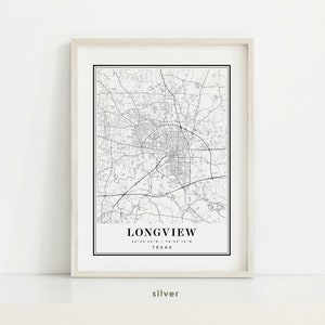 Longview Texas Map, Longview TX Map, Longview City Map, Longview Print ...