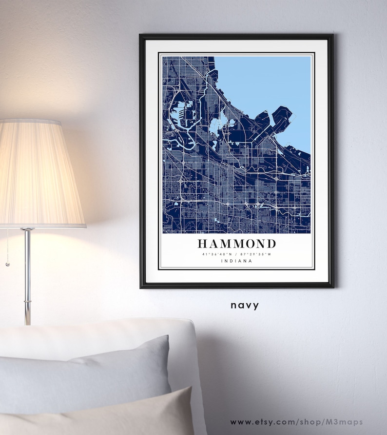 Hammond Indiana Map Hammond IN Map Hammond City Map Hammond | Etsy