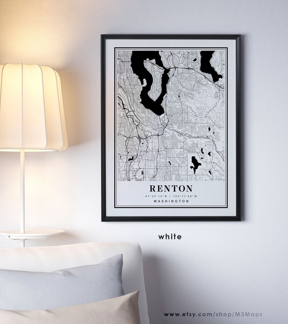 Renton Washington Map Renton WA Map Renton City Map Renton - Etsy