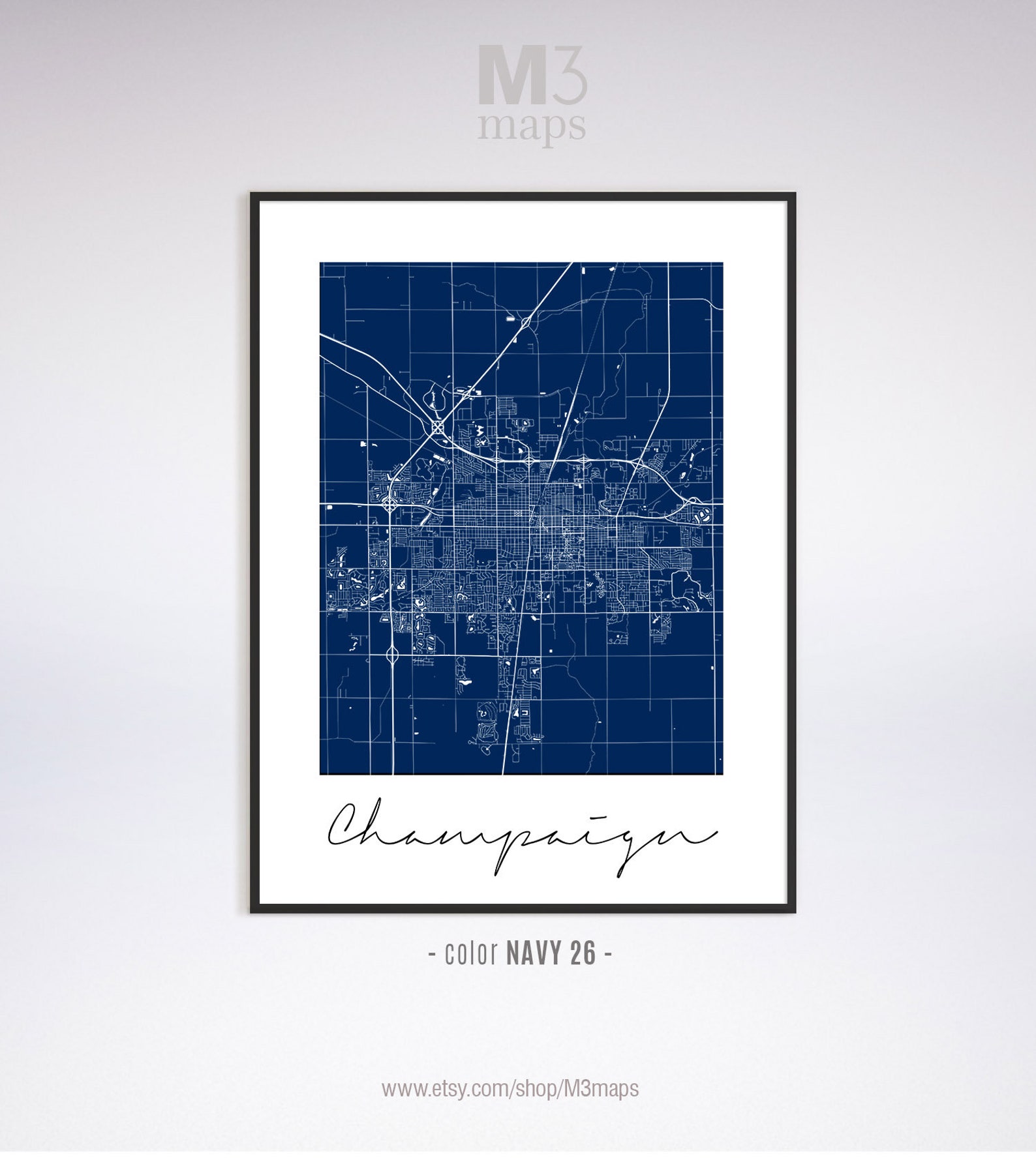 Champaign Minimalist Champaign Map Champaign Map Print - Etsy