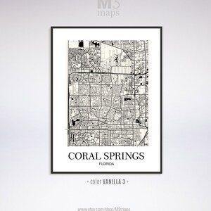 Coral Springs Coral Springs FL map Coral Springs modern art | Etsy