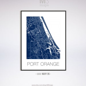 Port Orange Florida Port Orange FL Map Port Orange Map Port - Etsy