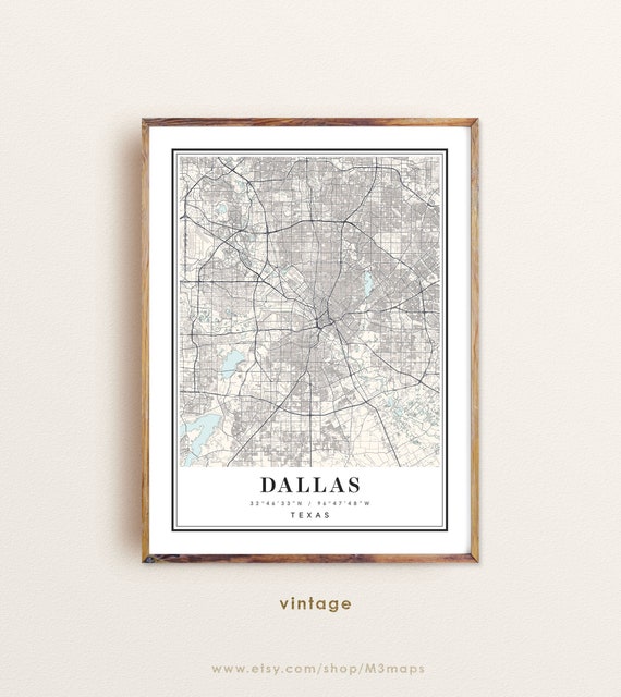 Dallas Texas Map Dallas TX Map Dallas City Map Dallas | Etsy