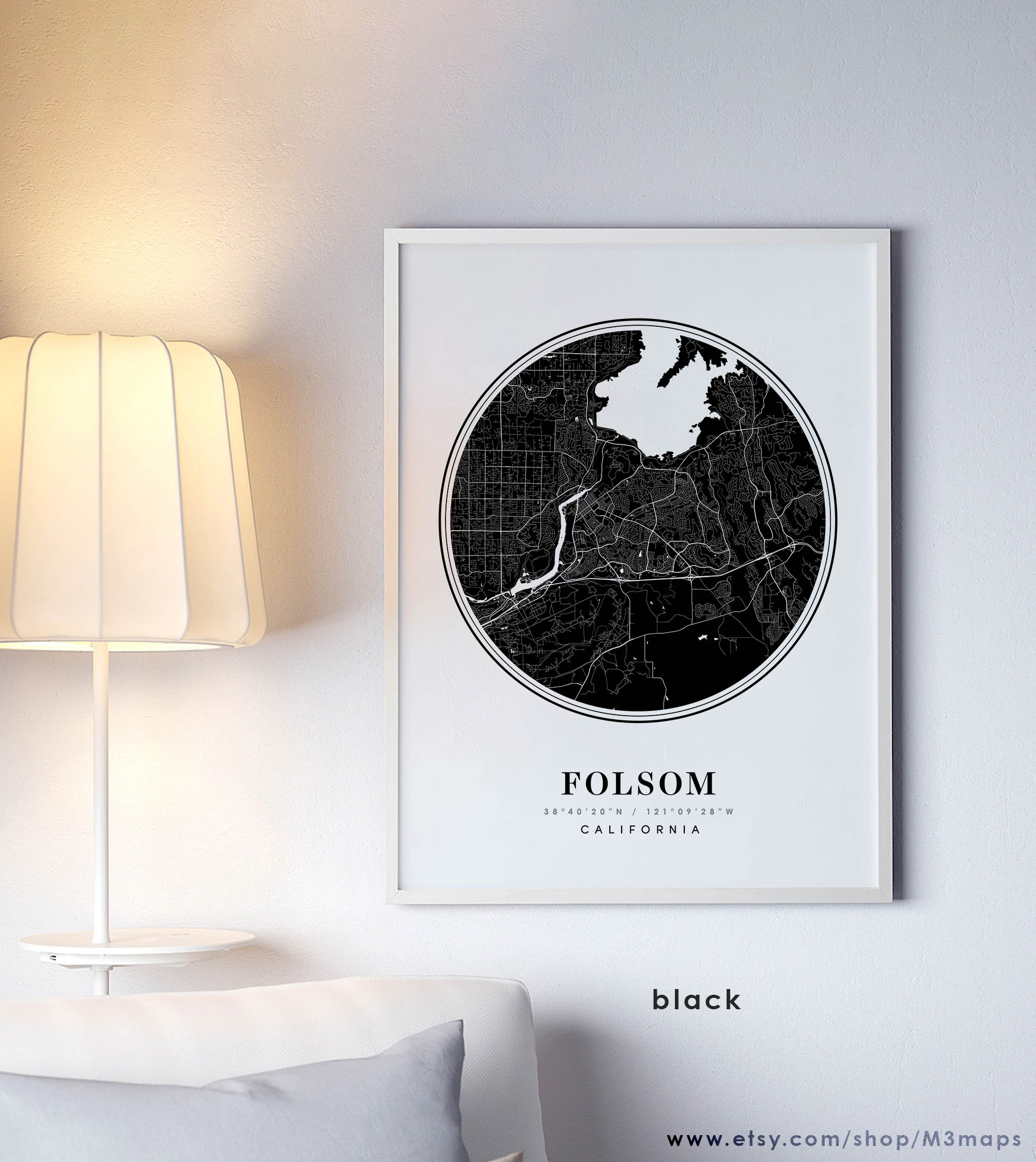 Folsom Map California Folsom CA Map Folsom Print Folsom - Etsy
