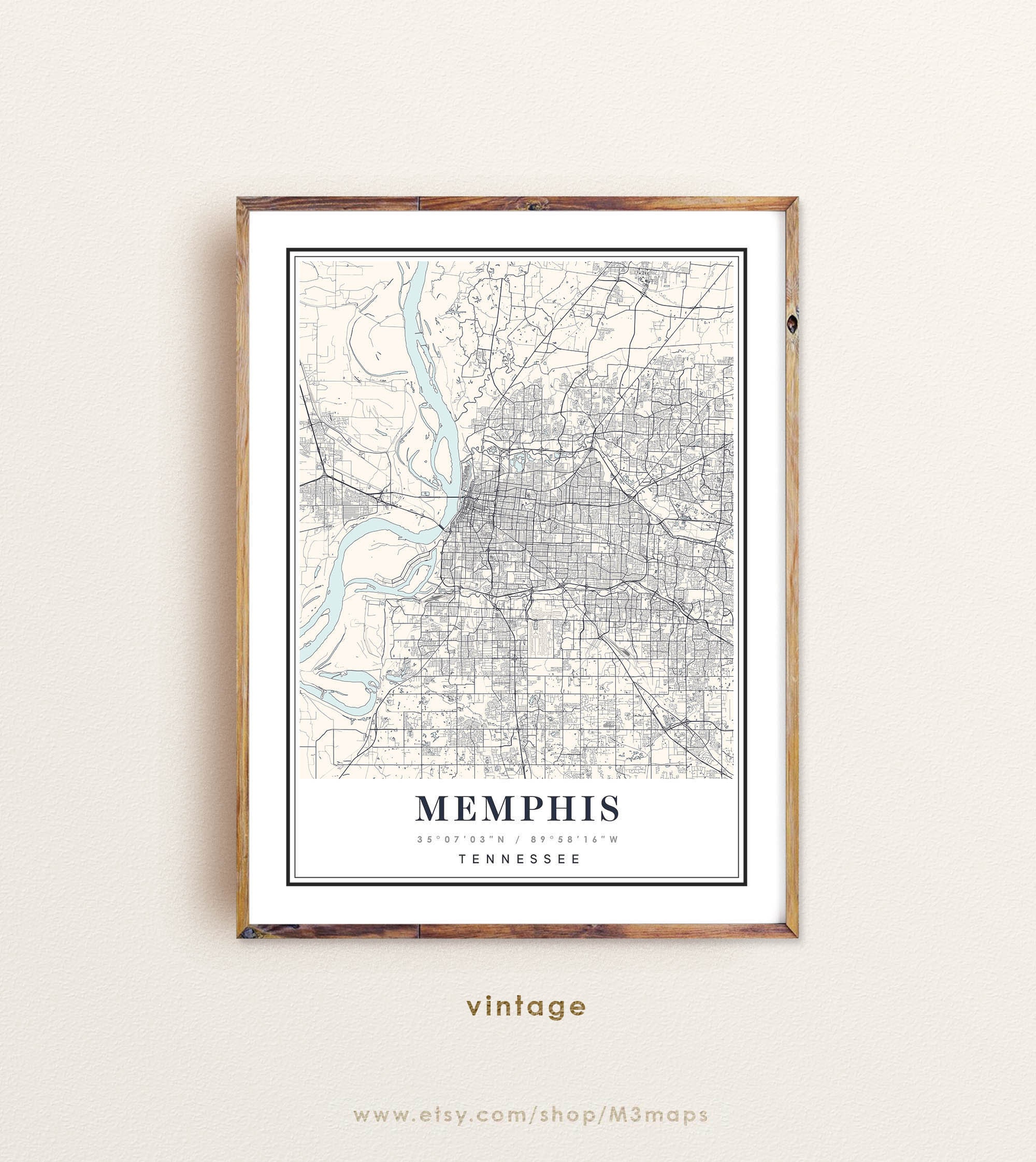 Memphis Tennessee map Memphis TN map Memphis city map | Etsy