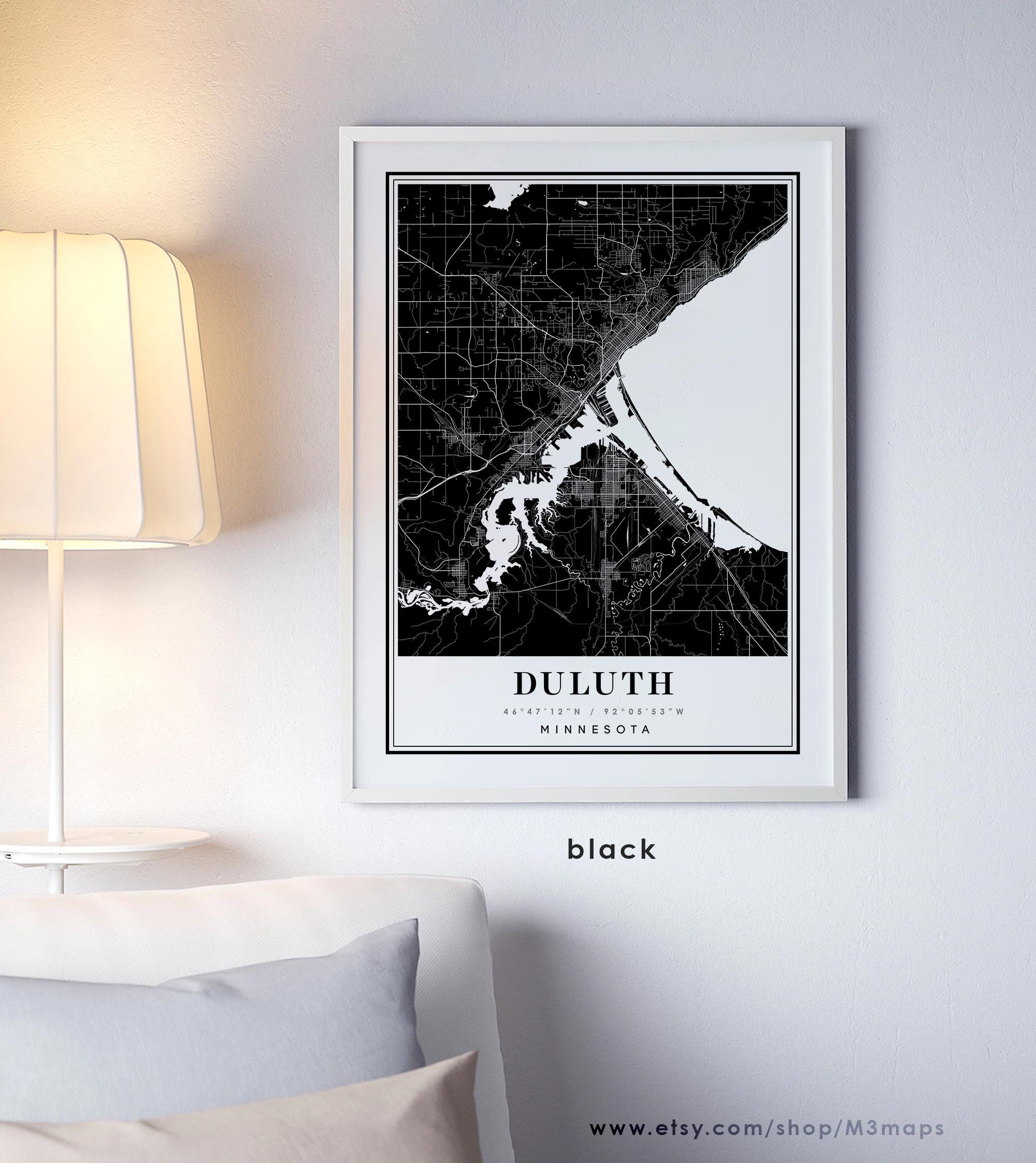 Duluth Minnesota map Duluth MN map Duluth city map Duluth | Etsy