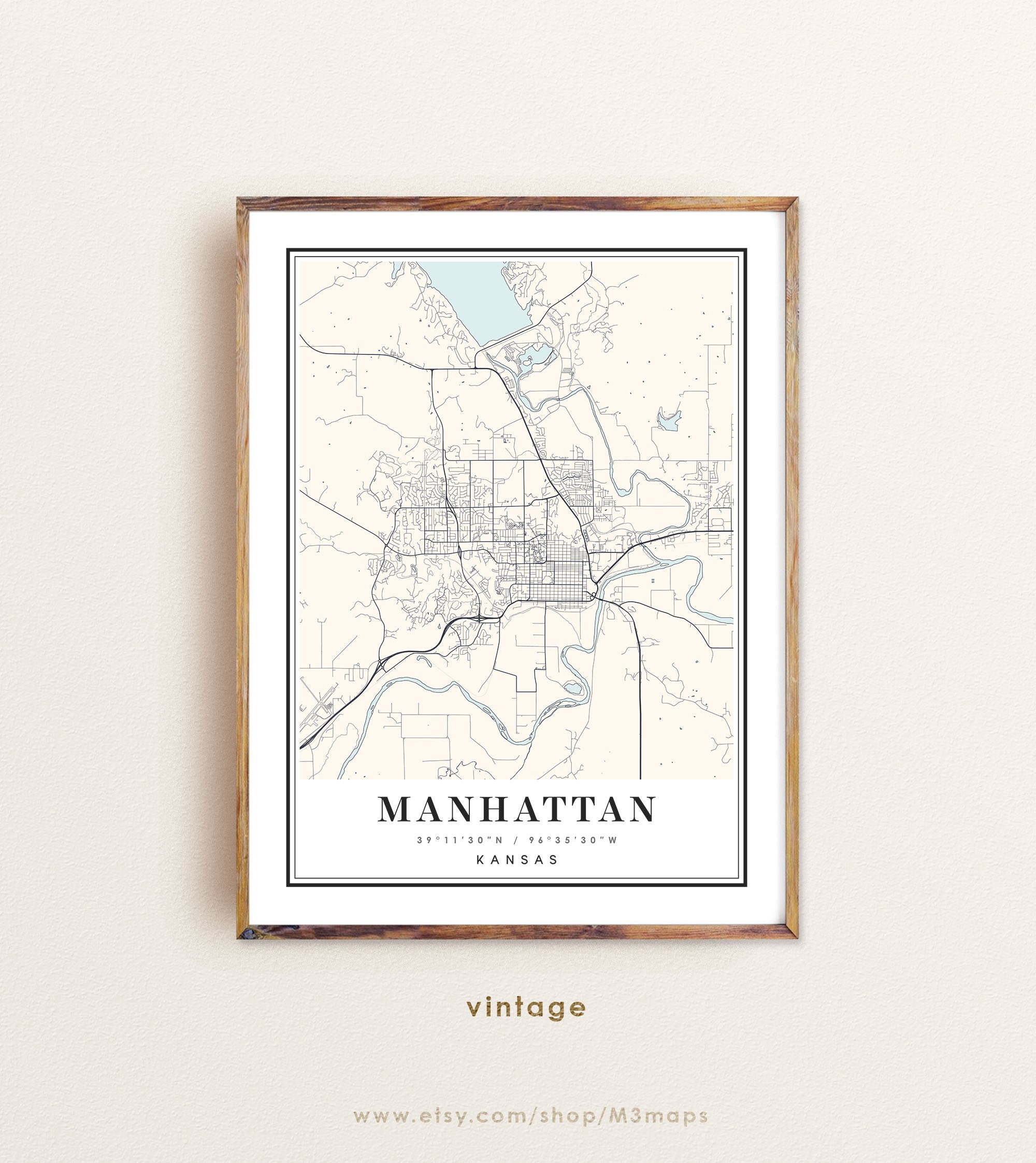 Manhattan Kansas Map Manhattan KS Map Manhattan City Map | Etsy