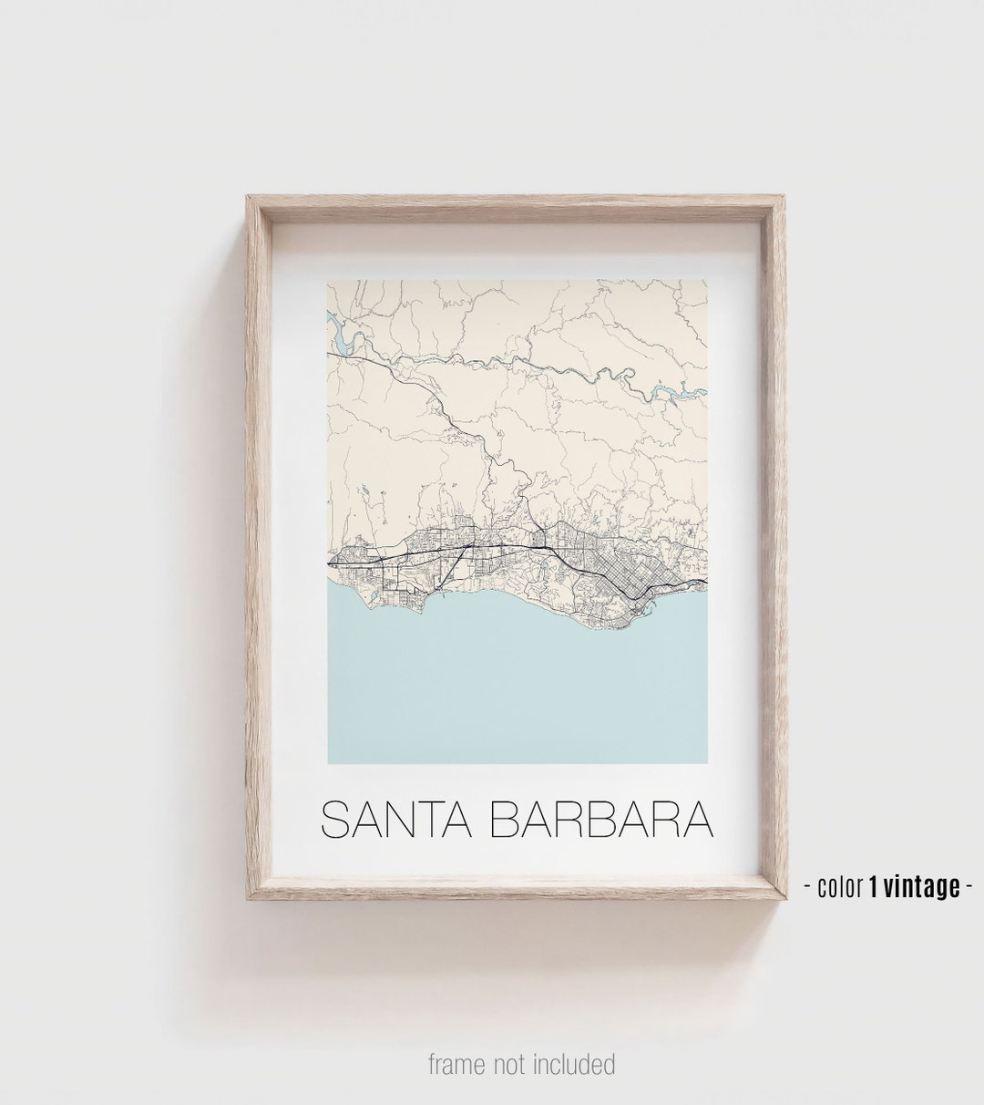 SANTA BARBARA CA City Map Poster, Santa Barbara California Street Map ...