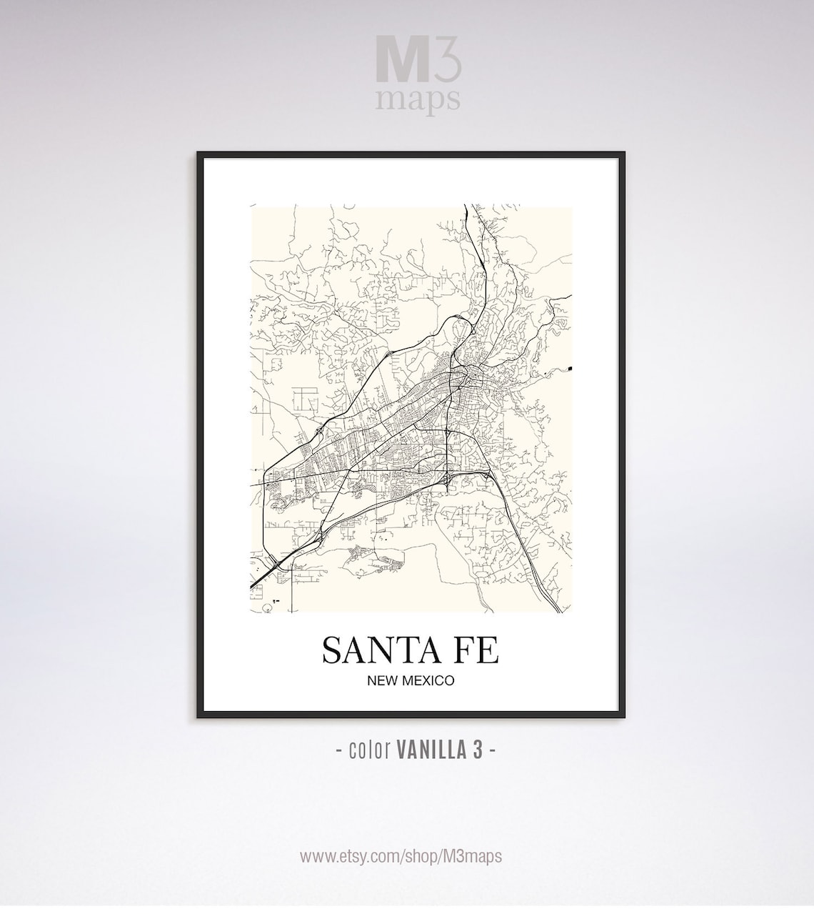Santa Fe Santa Fe NM Map Santa Fe Modern Art Print Santa Fe | Etsy