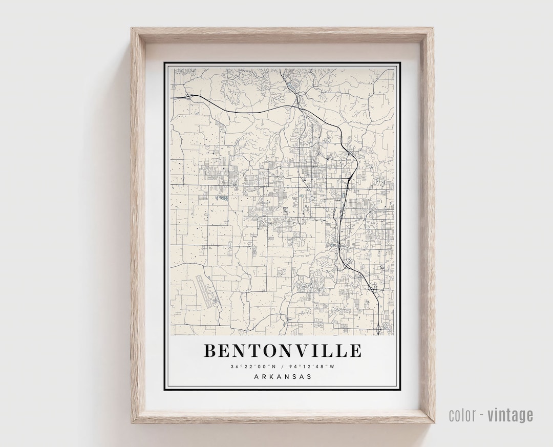 Bentonville AR Map Print - Bentonville Arkansas City Poster ...