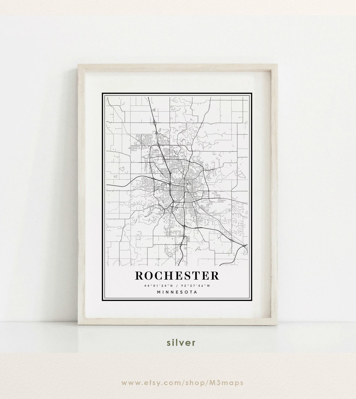 Rochester Minnesota Map Rochester MN Map Rochester City Map | Etsy
