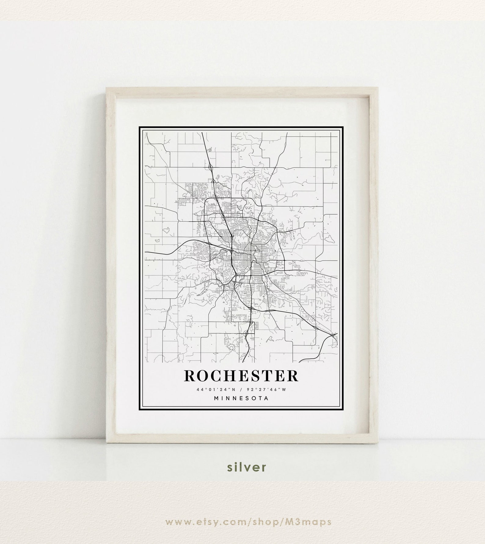 Rochester Minnesota Map Rochester MN Map Rochester City Map | Etsy