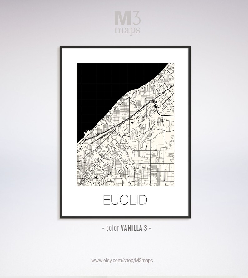 Euclid Ohio Euclid OH Map Euclid Map Euclid Print Euclid - Etsy