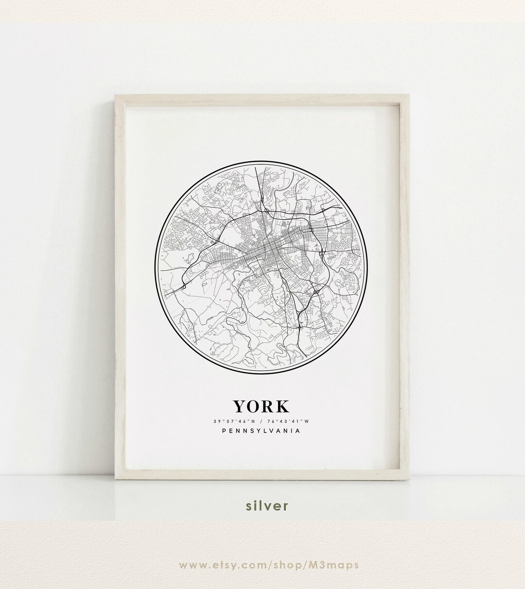 York Map Pennsylvania York PA Map York Print York Poster - Etsy