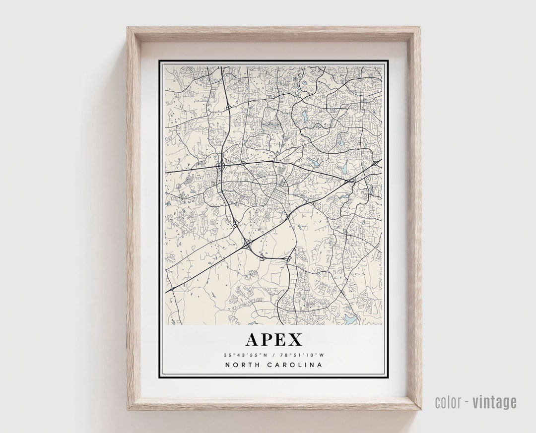 Apex NC Map Print - Apex North Carolina City Poster - Personalized ...