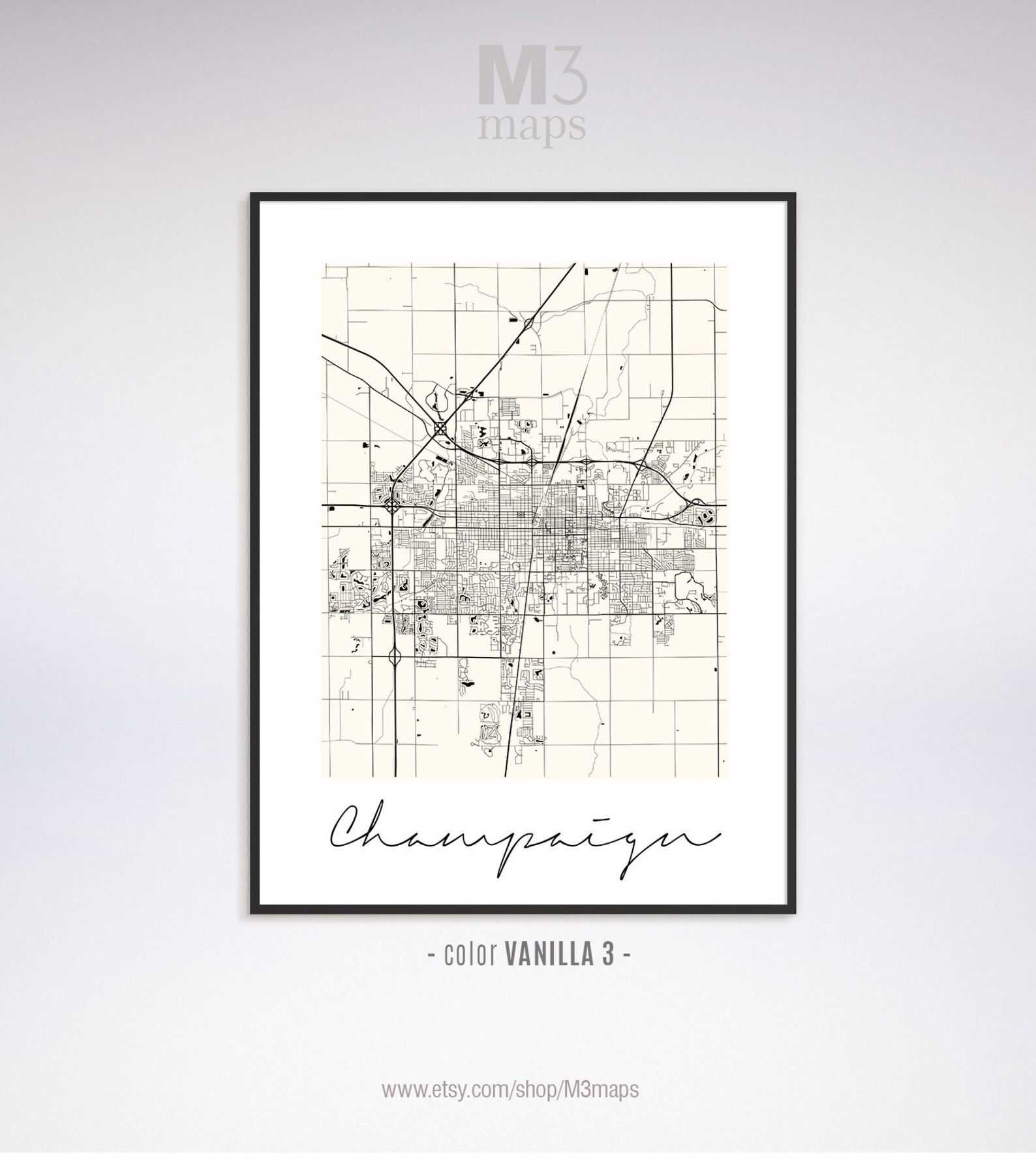 Champaign Minimalist Champaign Map Champaign Map Print - Etsy