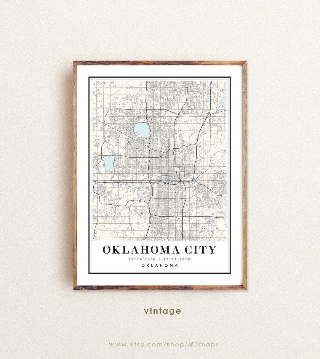 Oklahoma City Map Art Print: Custom Cityscape Poster - Etsy