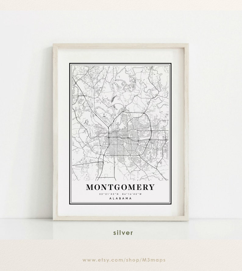 Montgomery Alabama Map Montgomery AL Map Montgomery City - Etsy