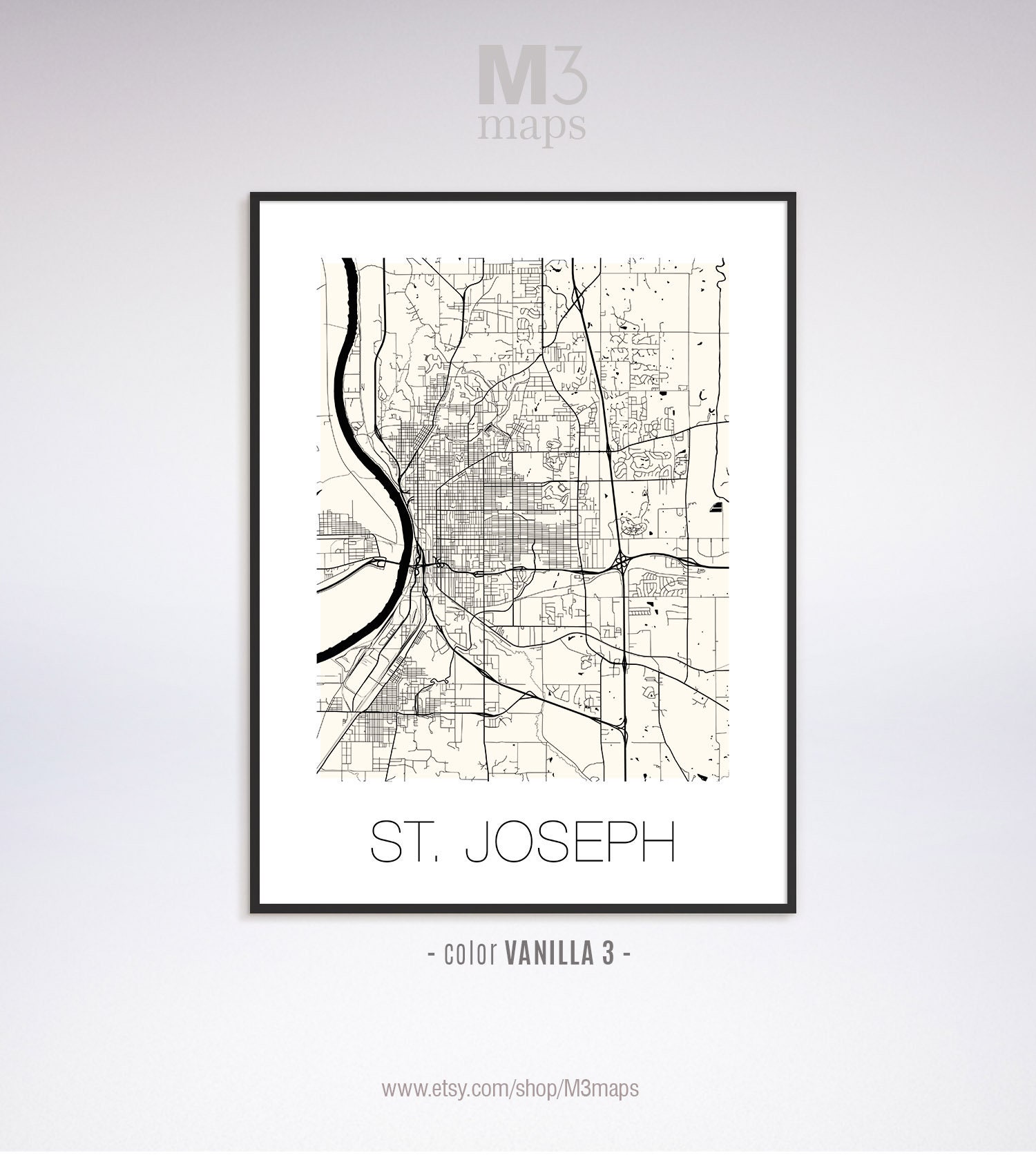 St. Joseph Missouri Saint Joseph MO Map St. Joseph Map St | Etsy