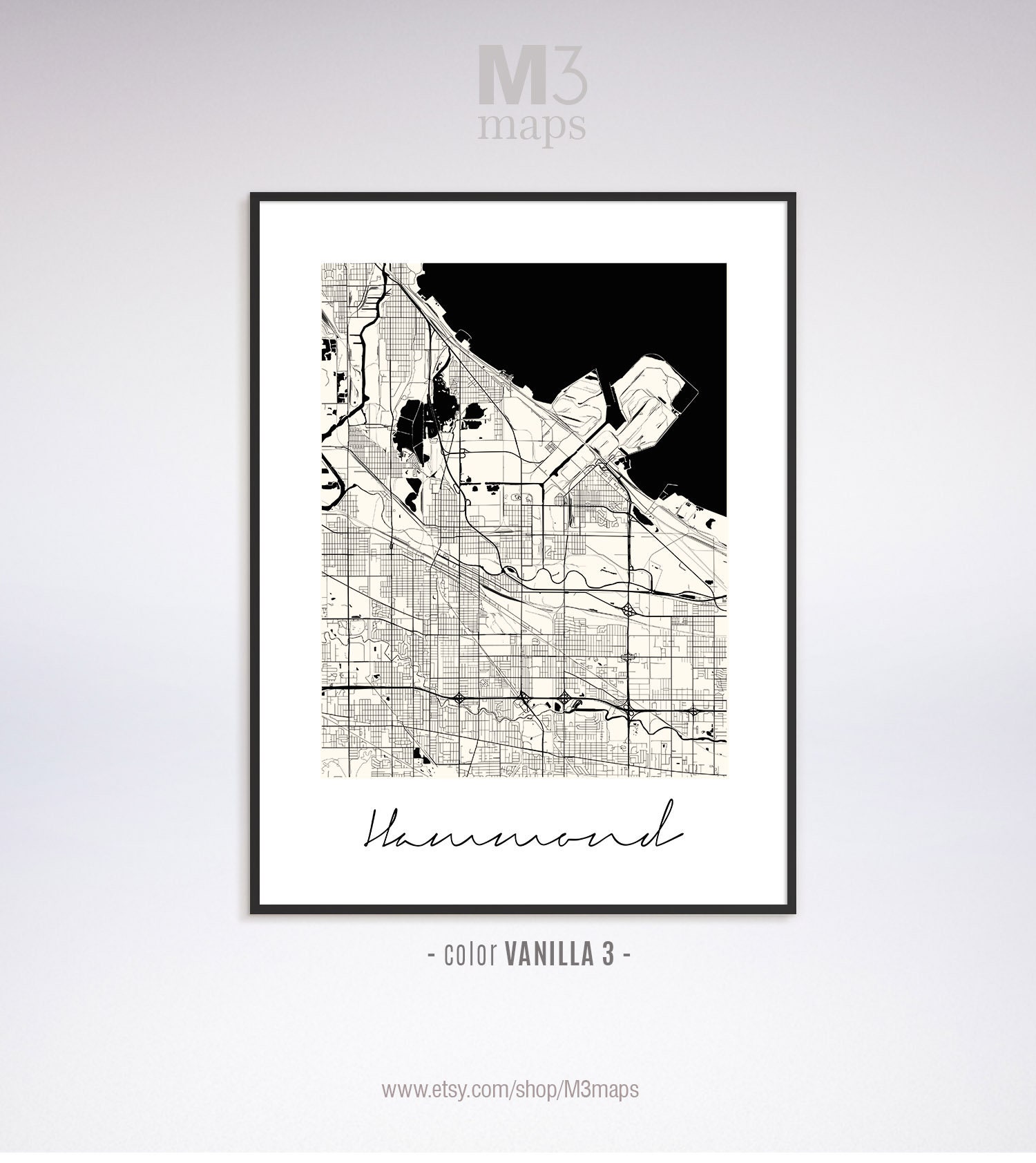 Hammond Minimalist Hammond Map Hammond Map Print Hammond | Etsy