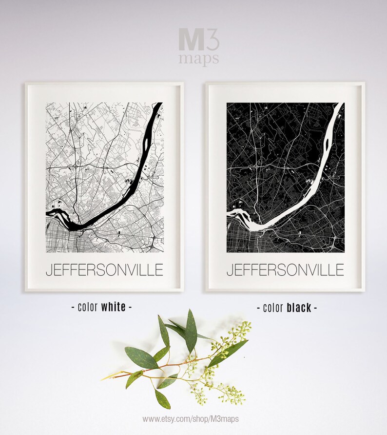 Jeffersonville Indiana Jeffersonville IN Map Jeffersonville - Etsy