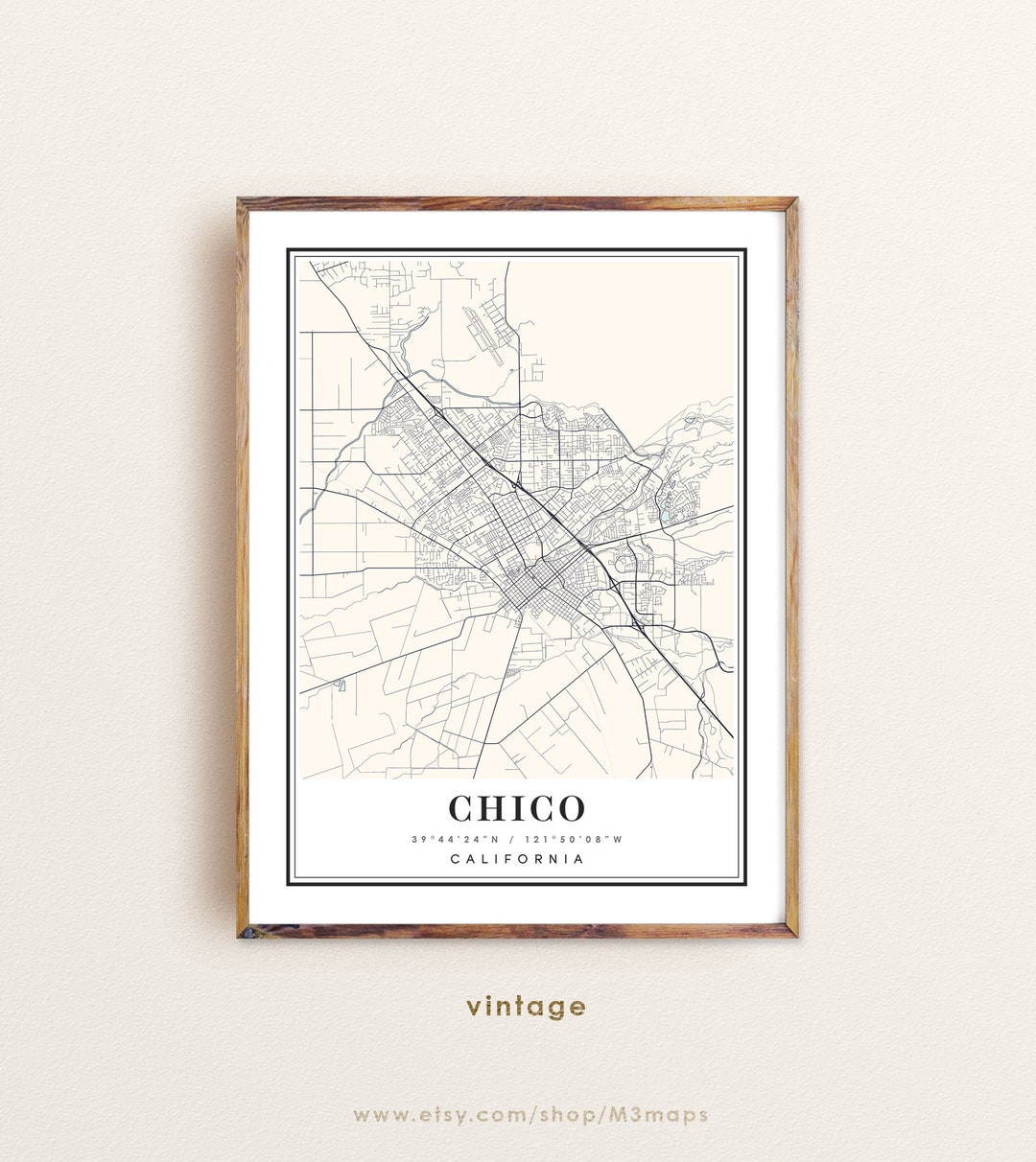 Chico California Map, Chico CA Map, Chico City Map, Chico Print, Chico ...