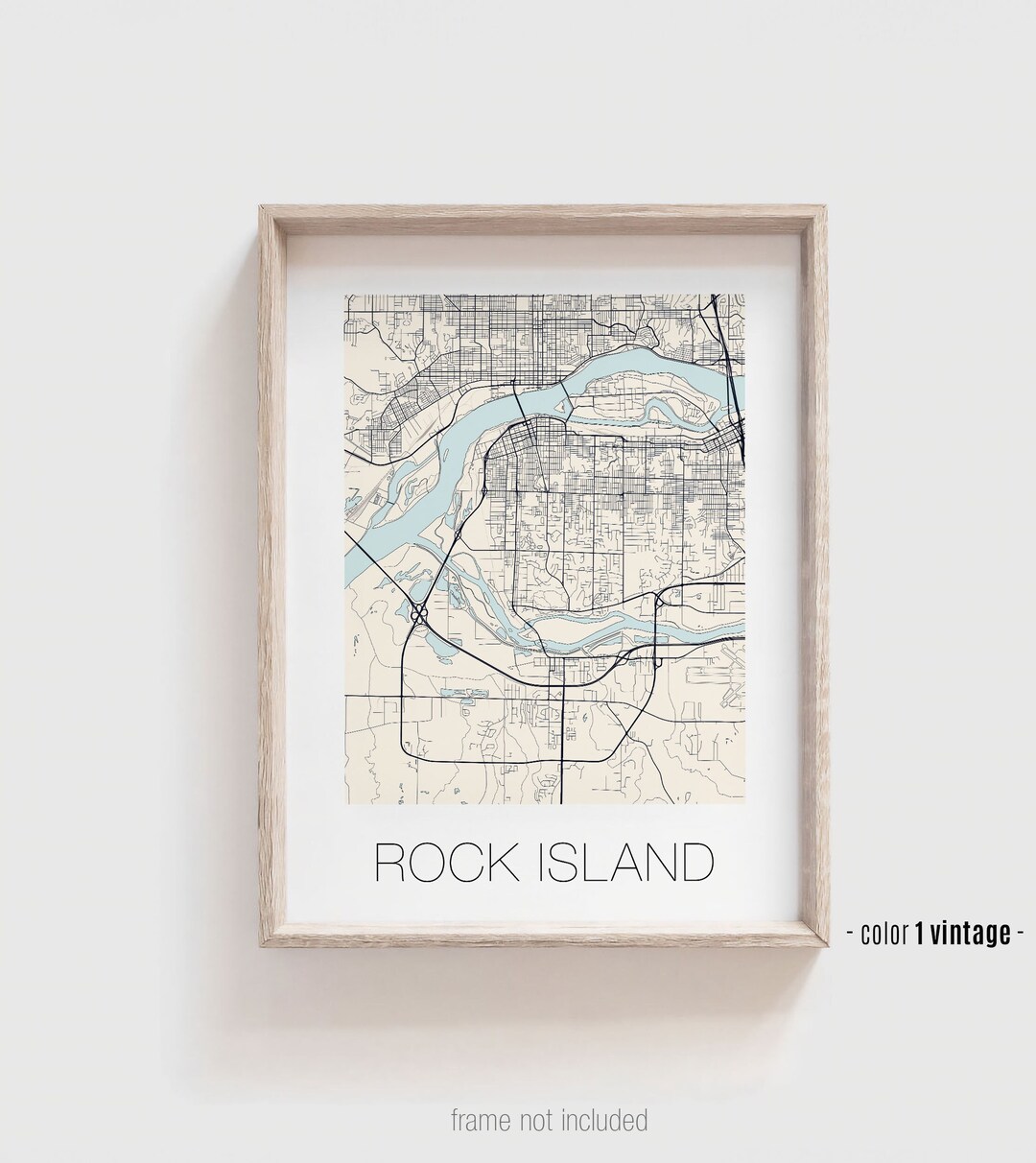 ROCK ISLAND IL City Map Poster, Rock Island Illinois Street Map Print ...