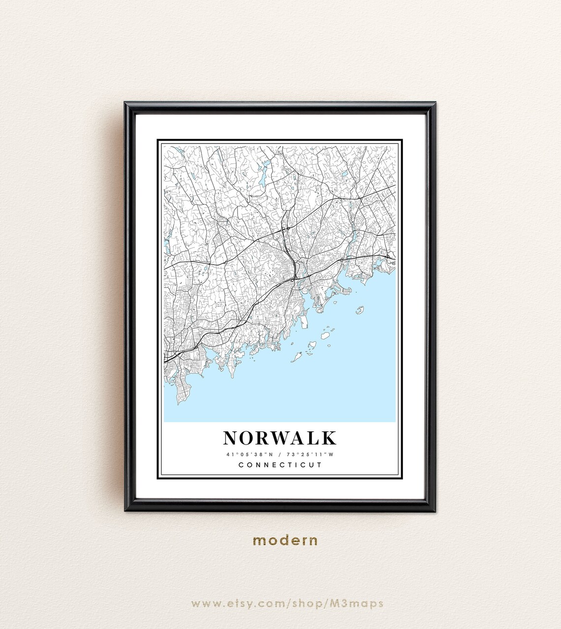 Norwalk Connecticut Map Norwalk CT Map Norwalk City Map - Etsy