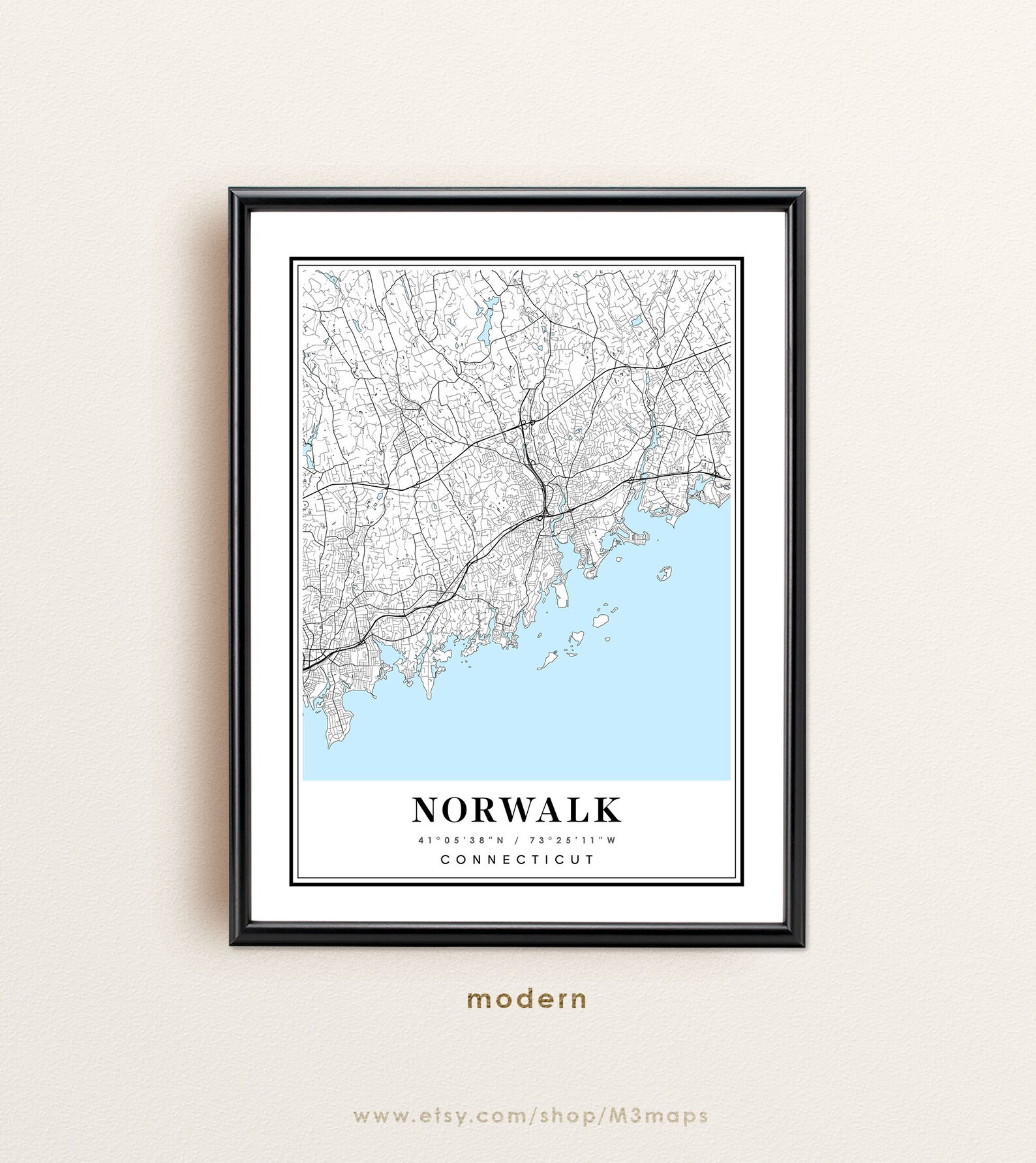 Norwalk Connecticut Map Norwalk CT Map Norwalk City Map - Etsy