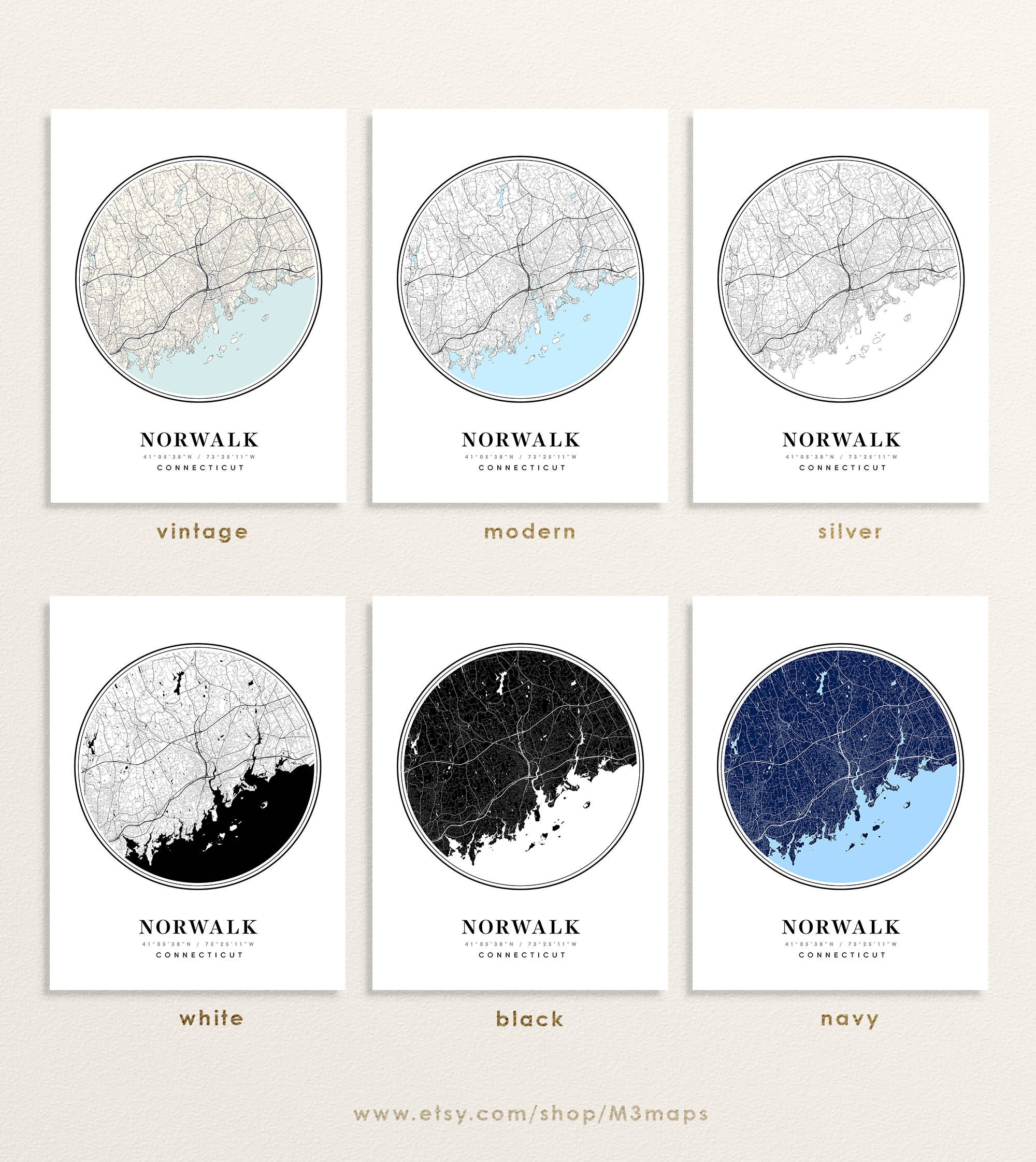 Mapa de Norwalk Connecticut mapa de Norwalk CT impresión de - Etsy México