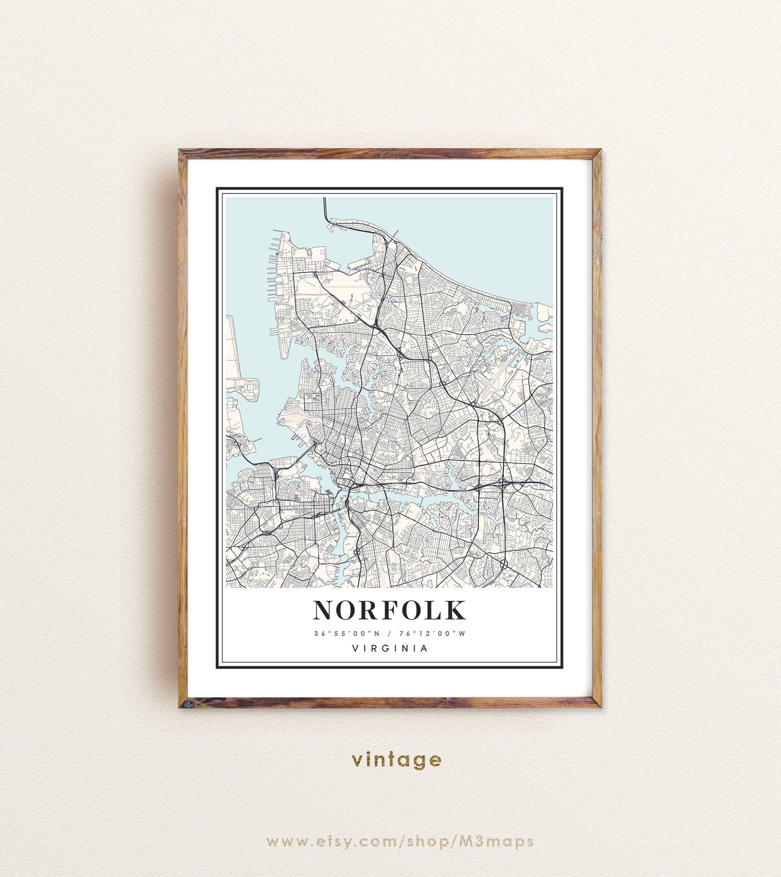 Norfolk Virginia Map Norfolk VA Map Norfolk City Map - Etsy