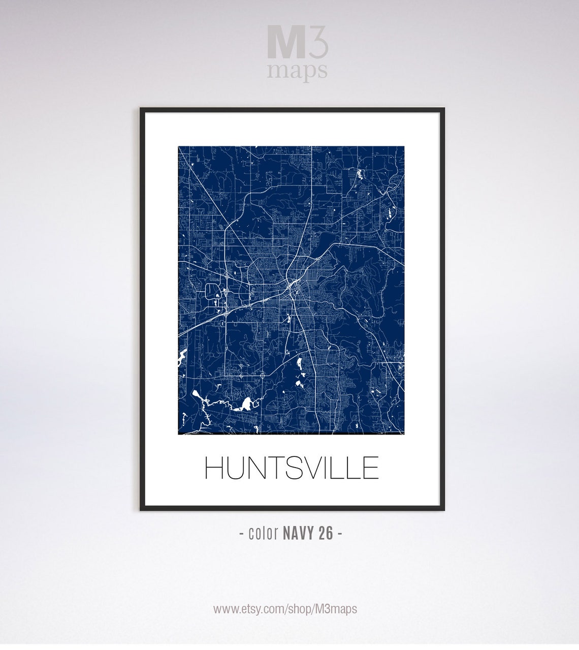 Huntsville Alabama Huntsville AL Map Huntsville Map | Etsy